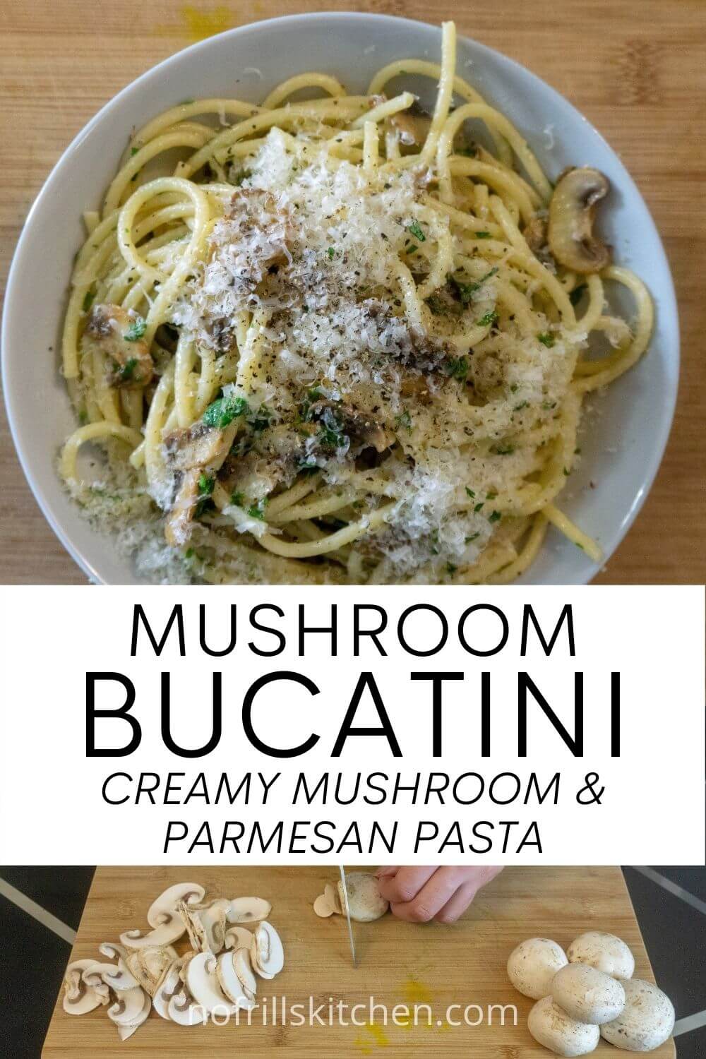Easy Creamy Mushroom Bucatini Recipe - No Frills Kitchen