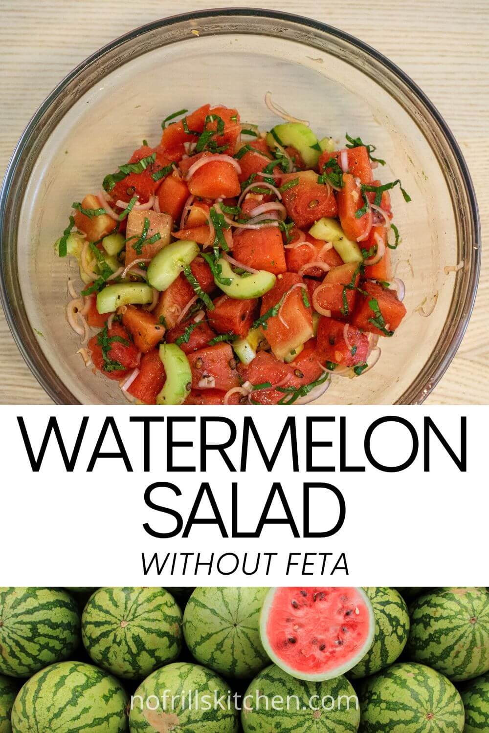 Vegan Watermelon Salad Recipe Without Feta - No Frills Kitchen