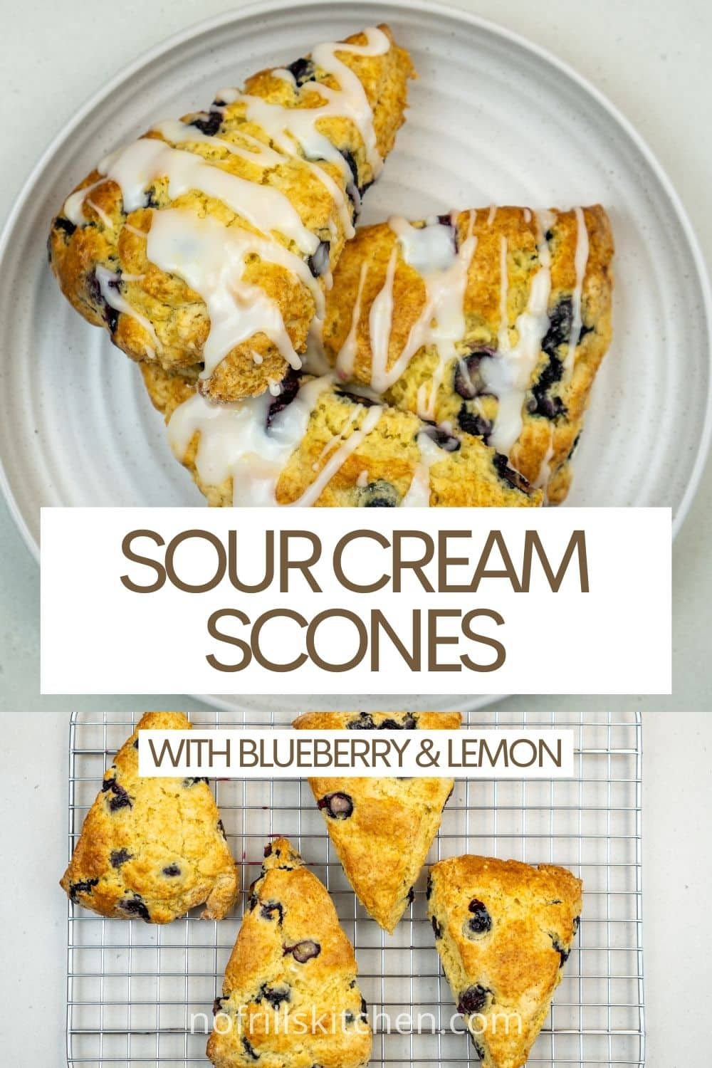 Lemon Blueberry Sour Cream Scones - No Frills Kitchen