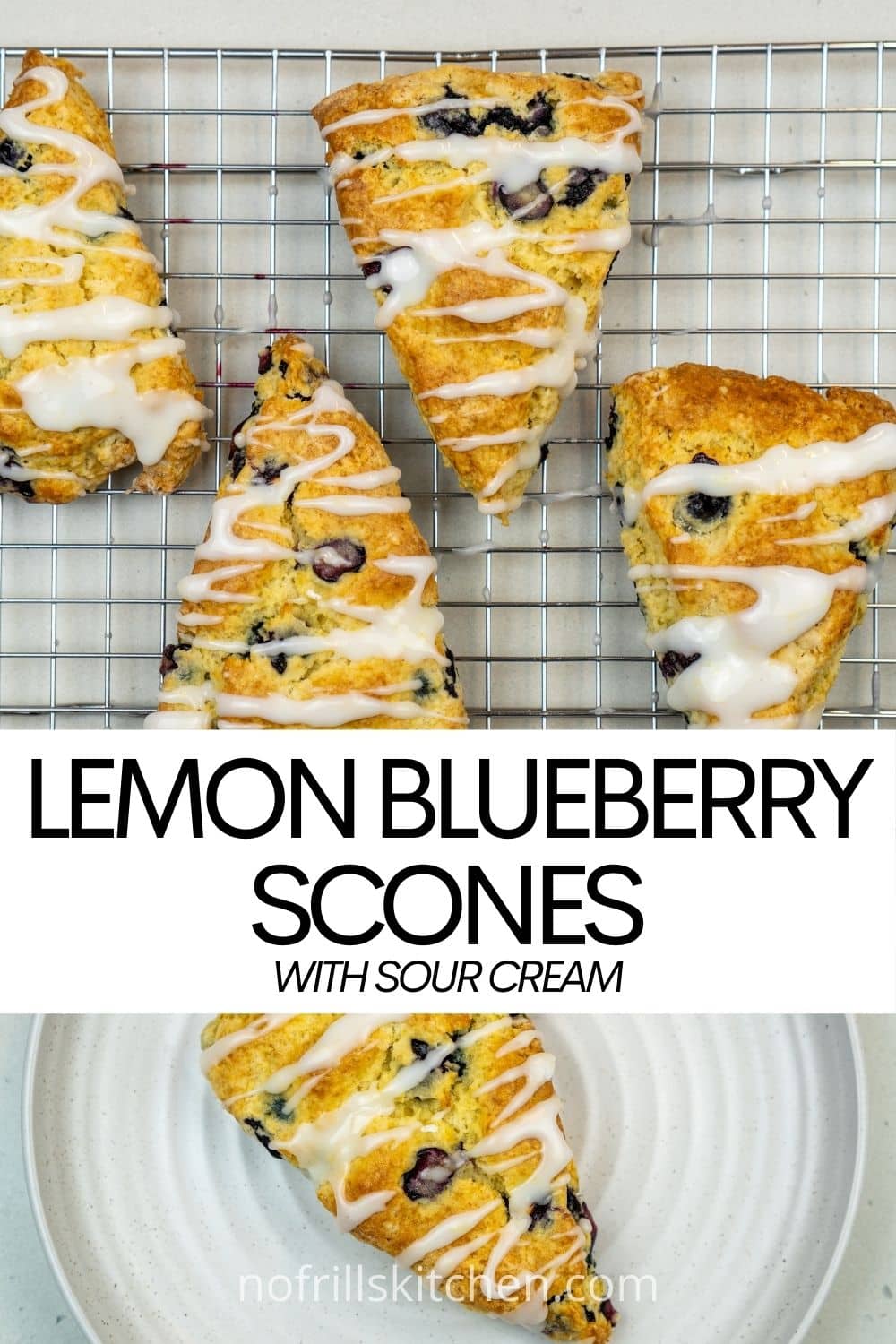Lemon Blueberry Sour Cream Scones - No Frills Kitchen